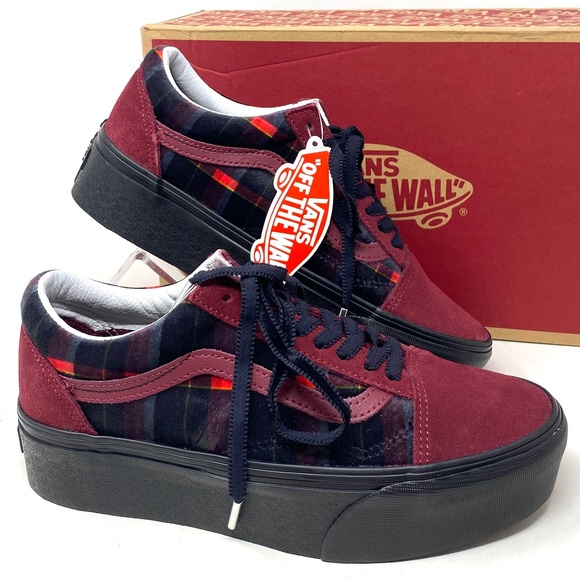 Vans | Shoes | Vans Old Skool Platform Shoes Red Black Suede Women Size ...